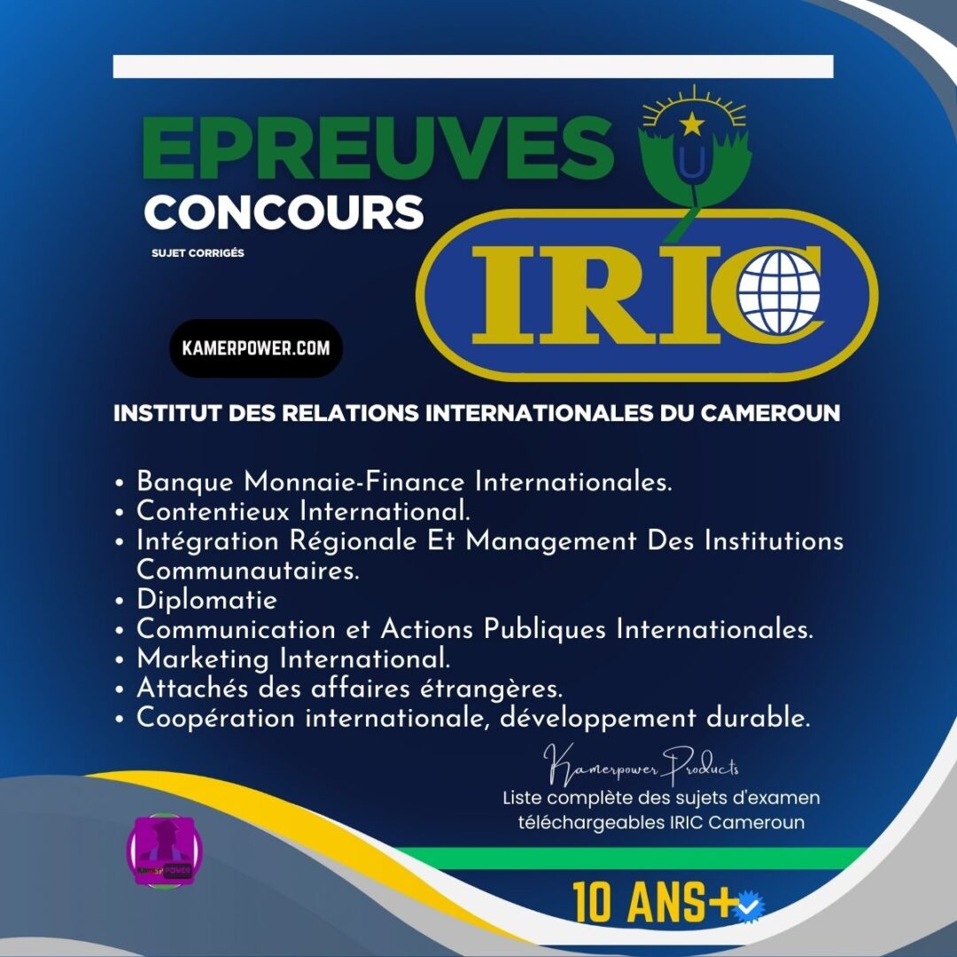 Télécharger les epreuves concours IRIC Anciennes sujets concours ...